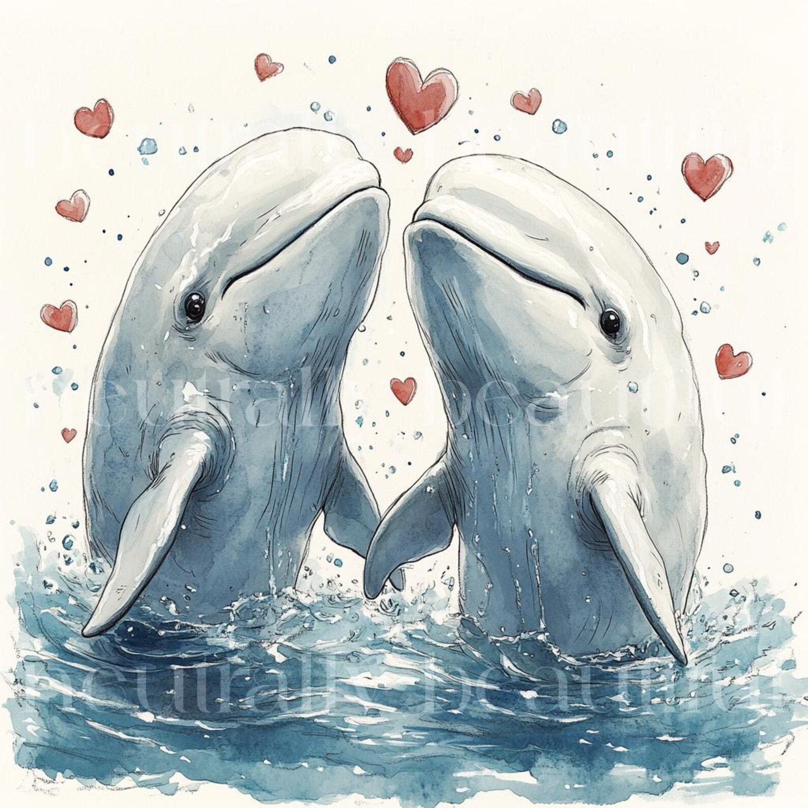 10 X Beluga Whales & Hearts Clipart Bundle - High Quality Jpgs ...