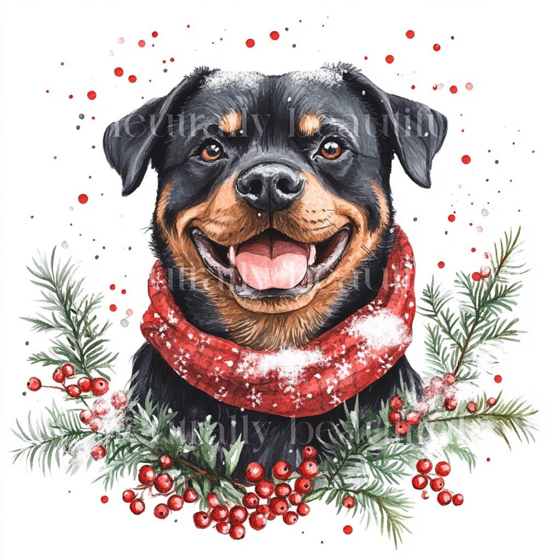 12 X Rottweilers at Christmas Clipart Bundle - High Quality Jpgs ...