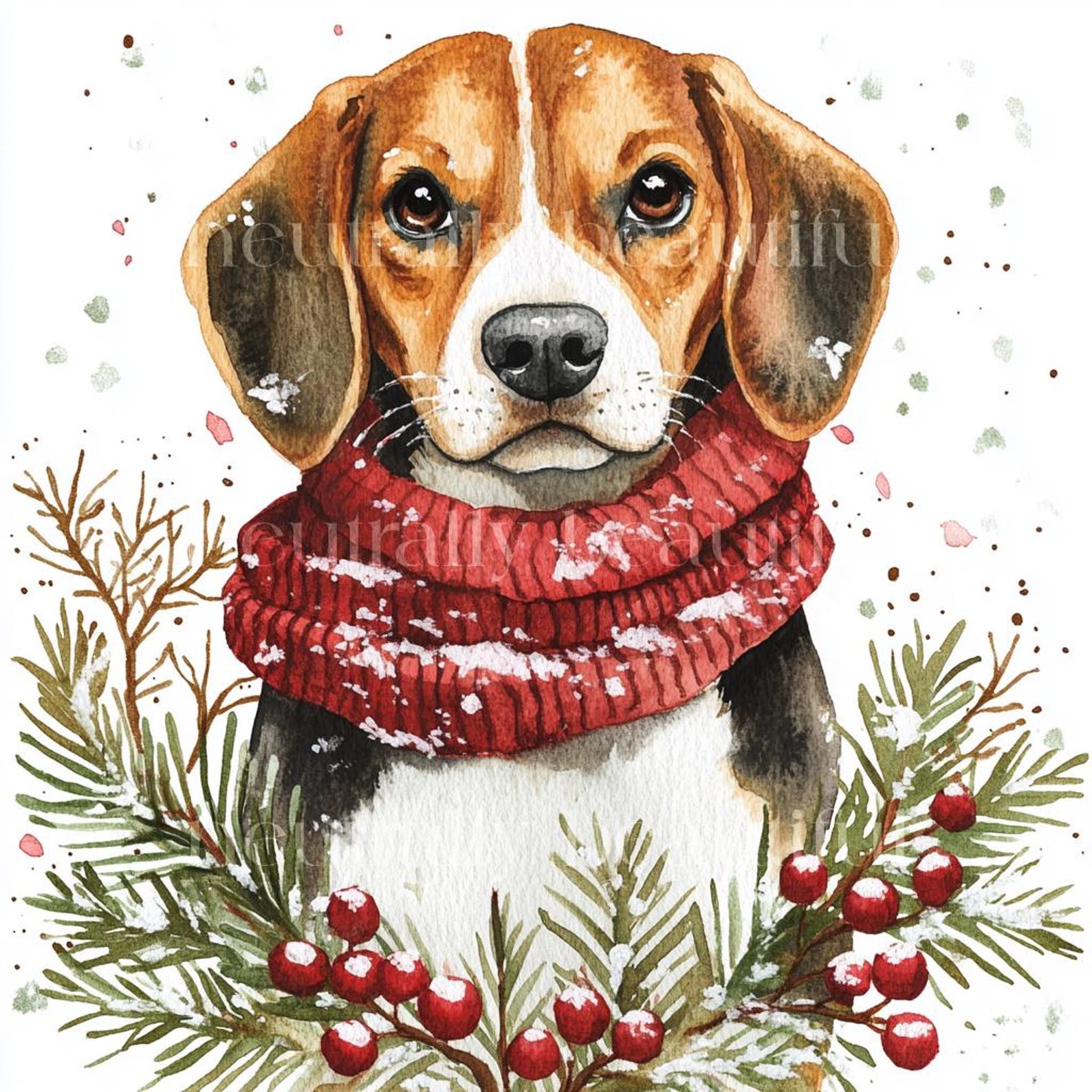 12 X Beagles at Christmas Clipart Bundle - High Quality Jpgs Festive ...