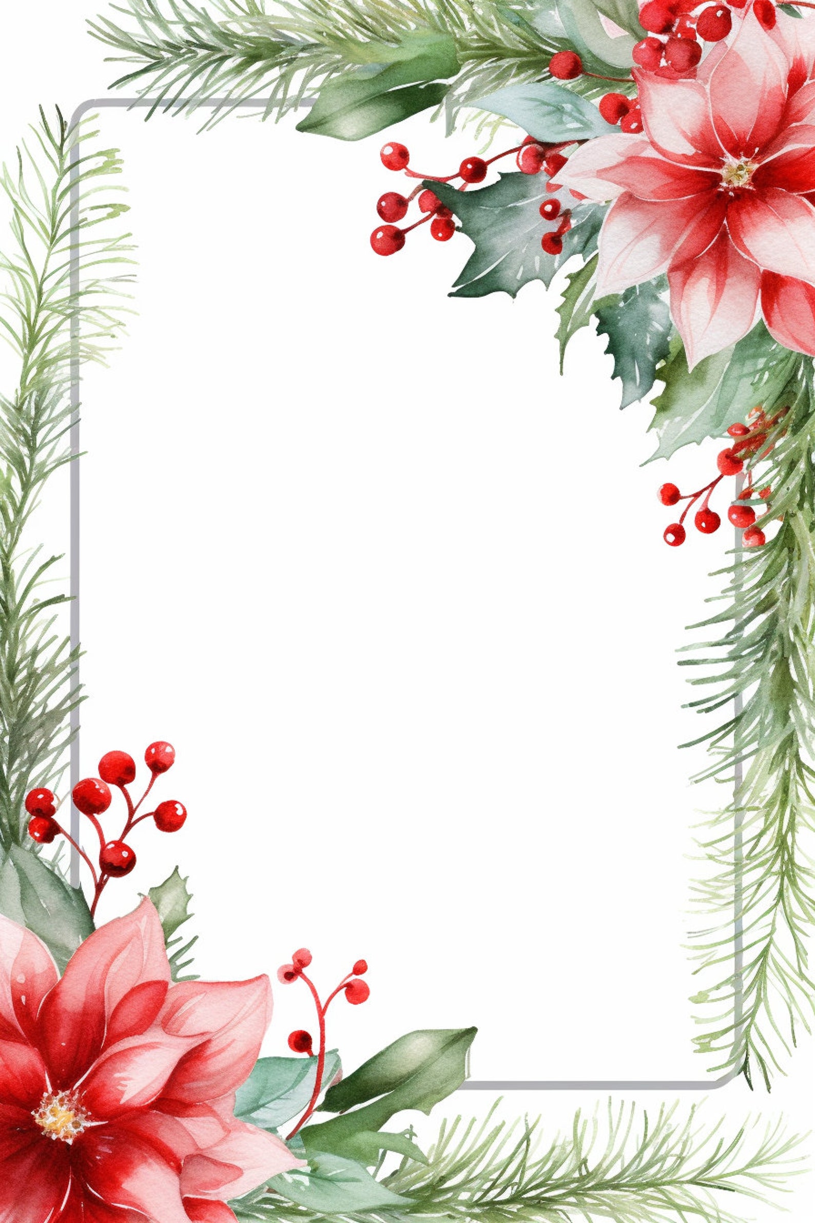 40 X Christmas Themed Borders & Edges Downloadable Papers - Watercolour ...