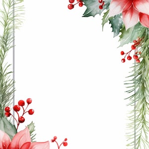 40 X Christmas Themed Borders & Edges Downloadable Papers - Watercolour ...