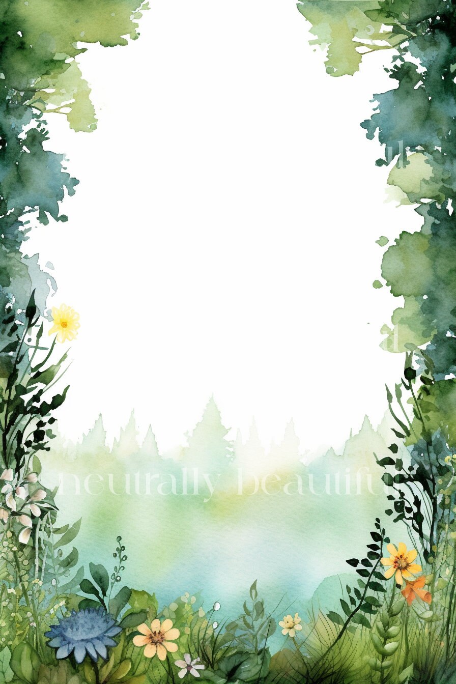 20 X Forest Themed Borders & Edges Downloadable Papers - Watercolour ...