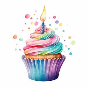 20 X Birthday Cupcakes Downloadable Clipart Pack - High Quality Jpgs ...