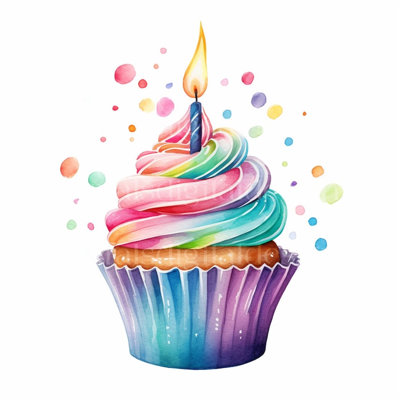 20 X Birthday Cupcakes Downloadable Clipart Pack - High Quality Jpgs ...