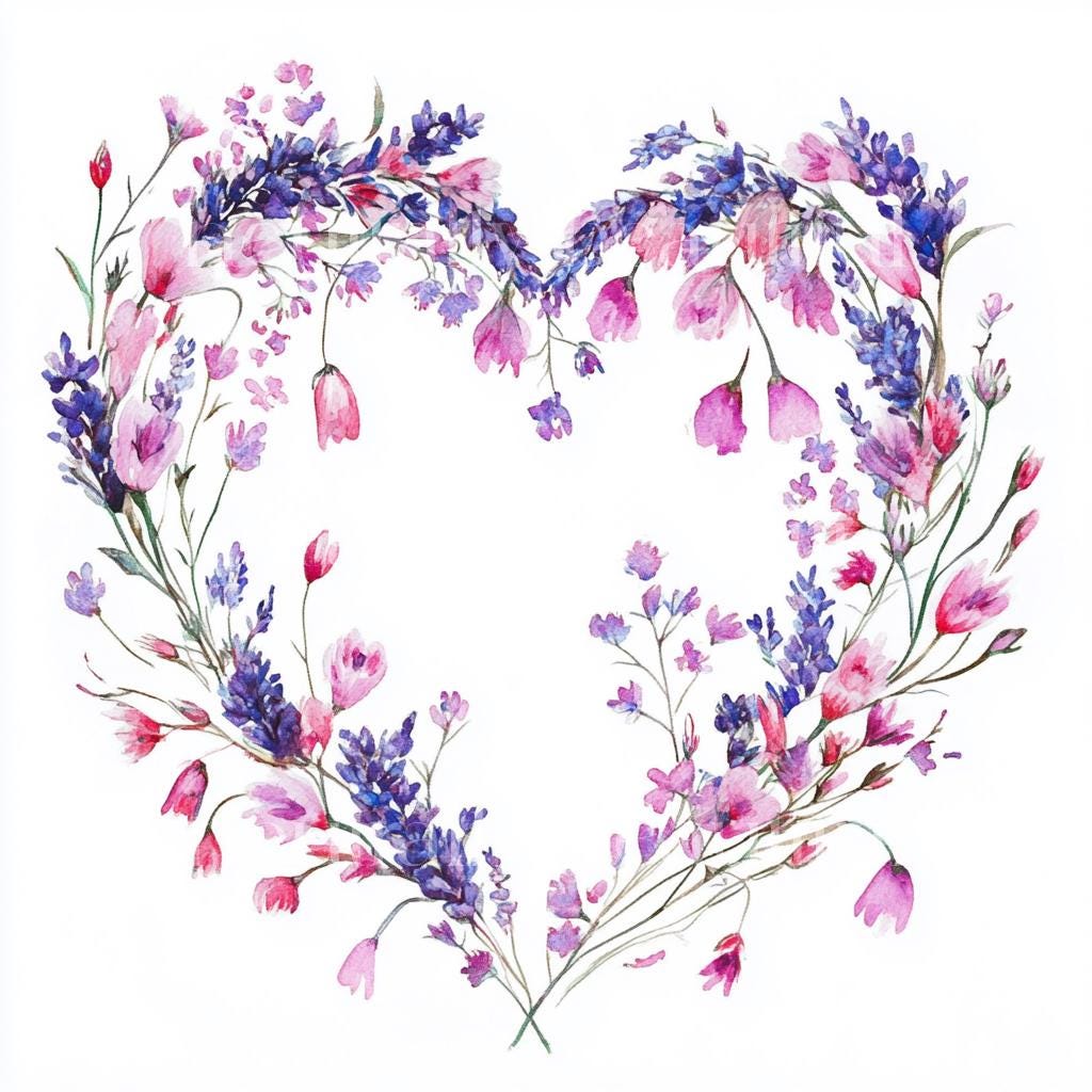 12 X Wildflower Hearts Clipart Bundle - High Quality Jpgs - Floral ...