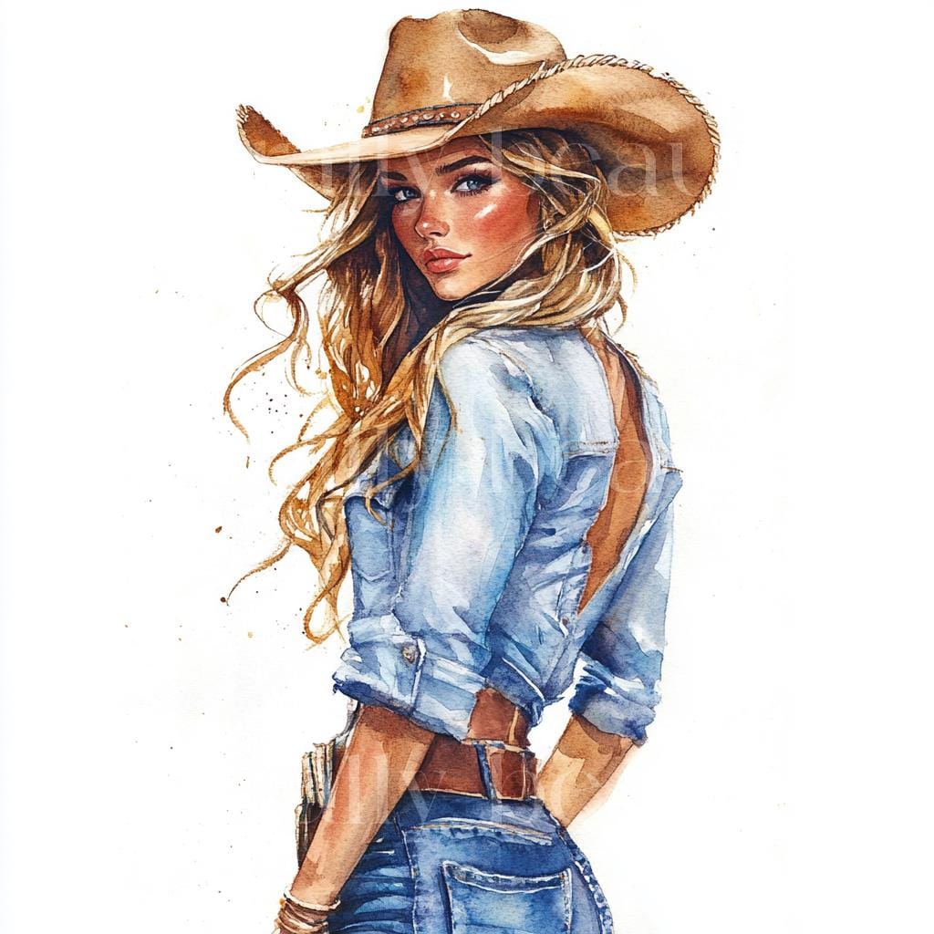 15 X Cowgirls Clipart Bundle - High Quality Jpgs - Western Cowgirl ...
