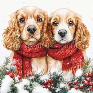 12 X Cocker Spaniel Dogs at Christmas Clipart Bundle - High Quality ...