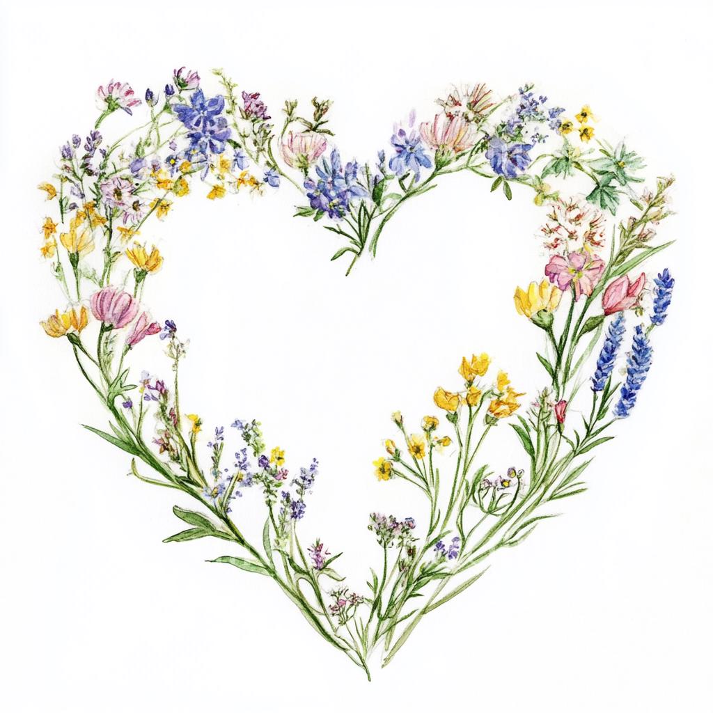 12 X Wildflower Hearts Clipart Bundle - High Quality Jpgs - Floral ...
