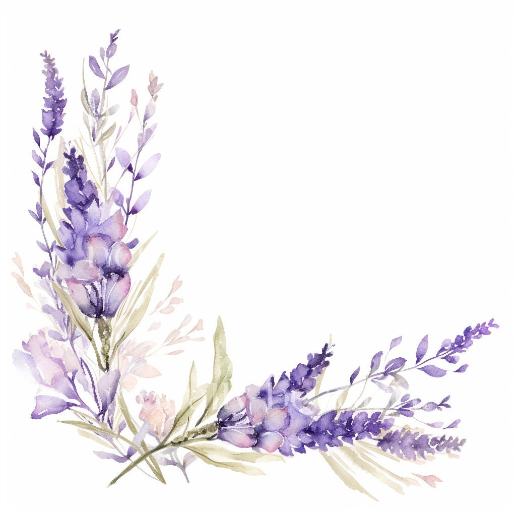 20 X Lavender Borders & Edges Downloadable Clipart - Floral Frame ...