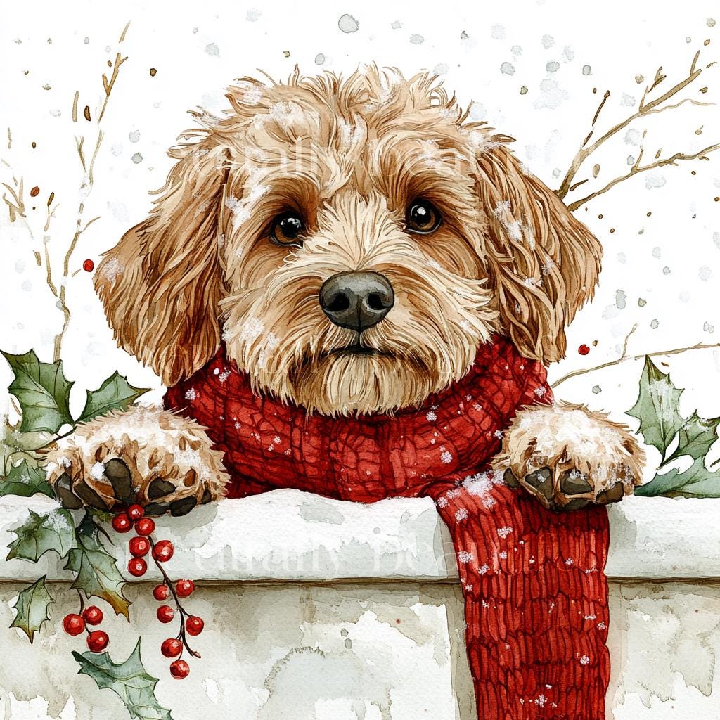 12 X Labradoodle Dogs at Christmas Clipart Bundle - High Quality Jpgs ...