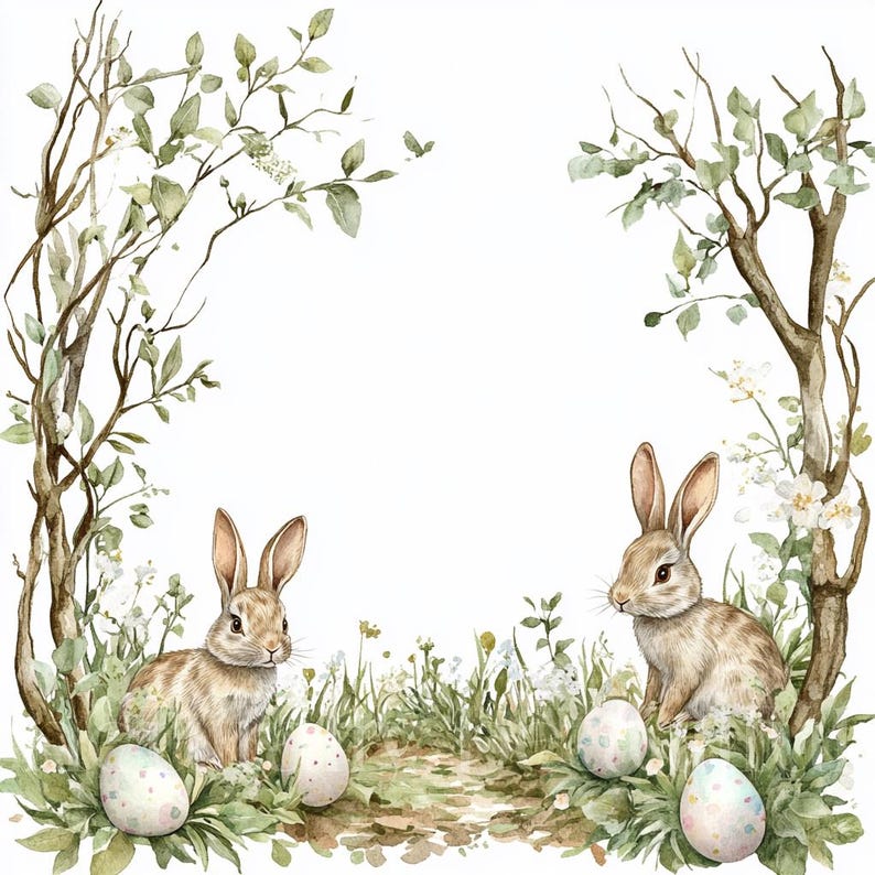 50 X Easter Woodland Themed Borders & Edges Downloadable Clipart ...