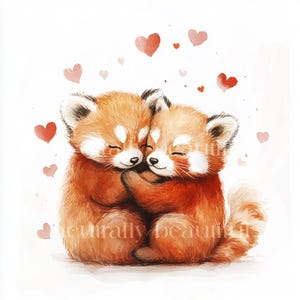 10 X Red Pandas & Hearts Clipart Bundle - High Quality Jpgs - Romantic ...