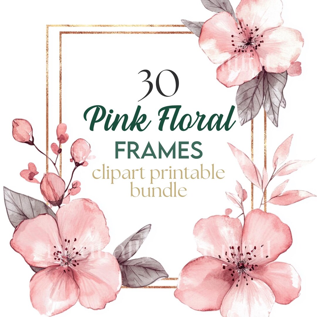 30 X Pink Floral Frames HUGE Clipart Bundle - High Quality Jpgs ...