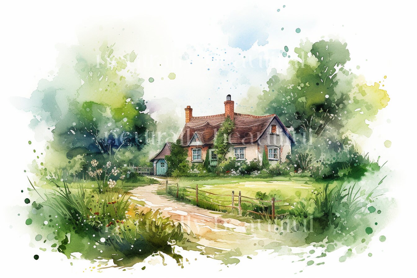 10 Countryside Cottage Prints, Landscape High Quality Downloadable Jpgs ...