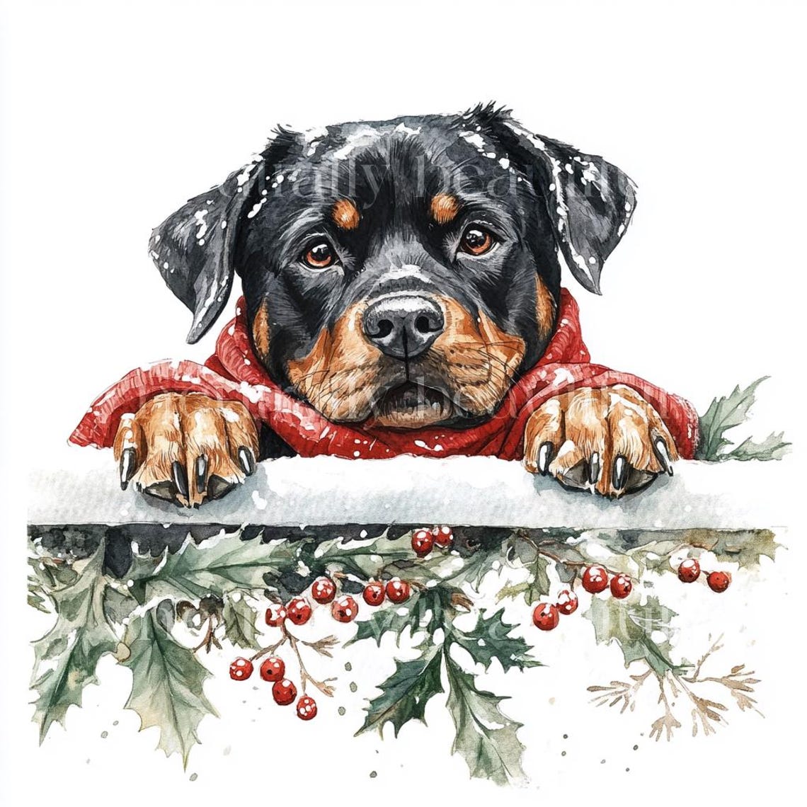 12 X Rottweilers at Christmas Clipart Bundle - High Quality Jpgs ...