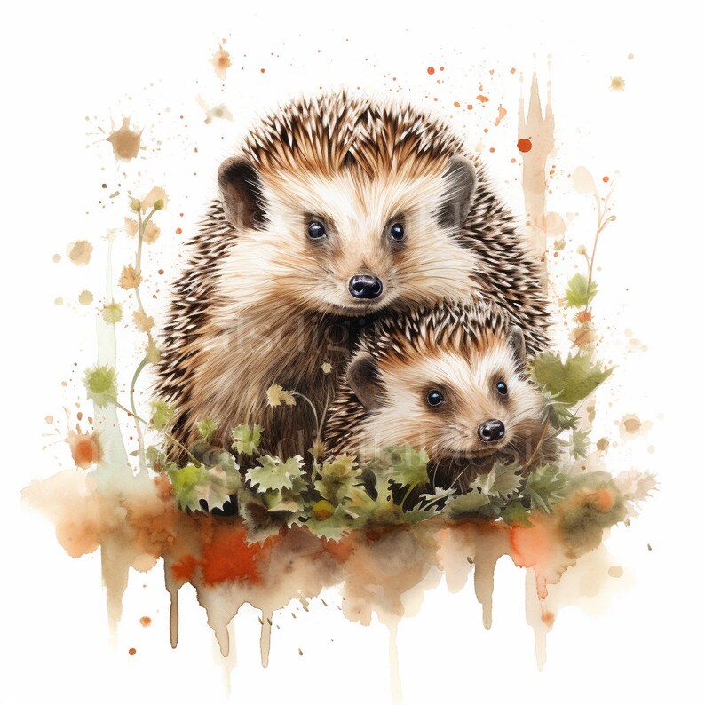 Hedgehogs Watercolour Clipart - 10 High Quality Downloadable Jpgs ...