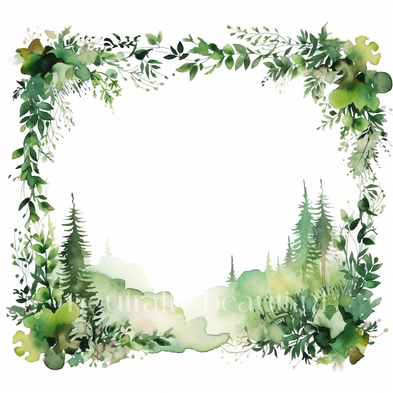 20 X Forest Themed Borders & Edges Downloadable Clipart Watercolour ...