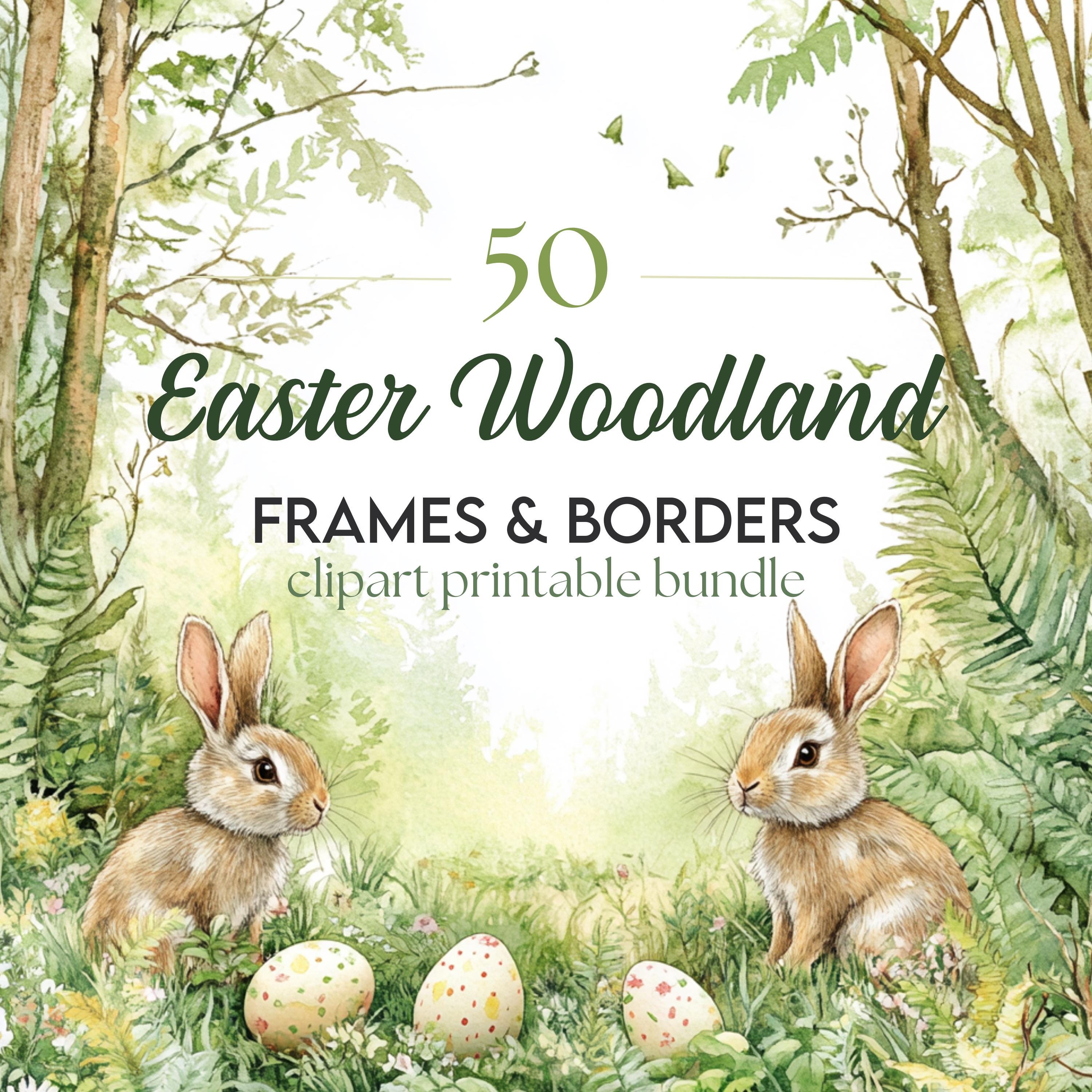 50 X Easter Woodland Themed Borders & Edges Downloadable Clipart ...