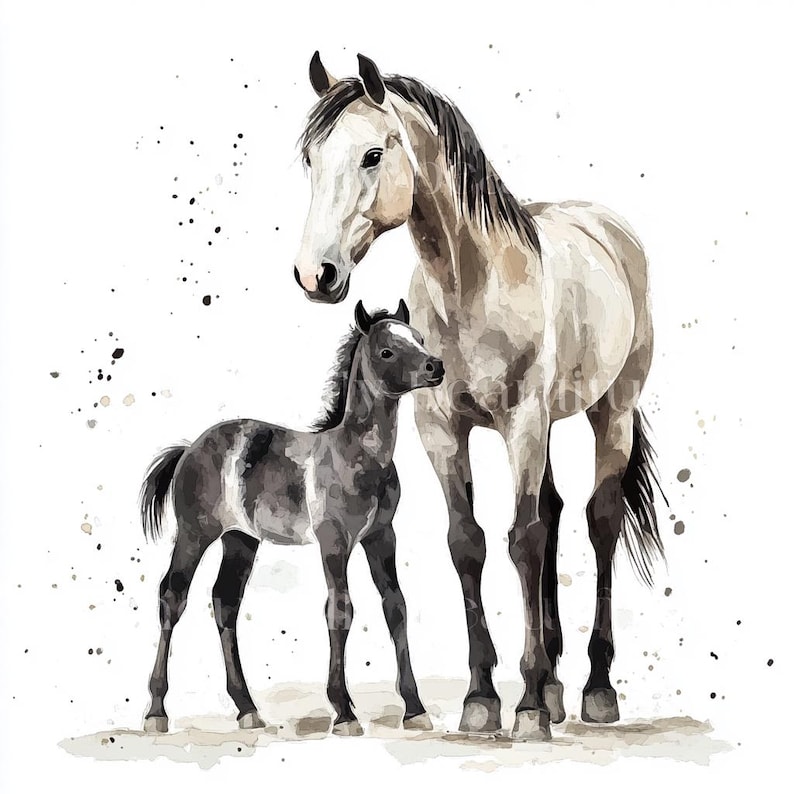 10 X Horse Foal Clipart High Quality Jpg Bundle Beautiful Mare