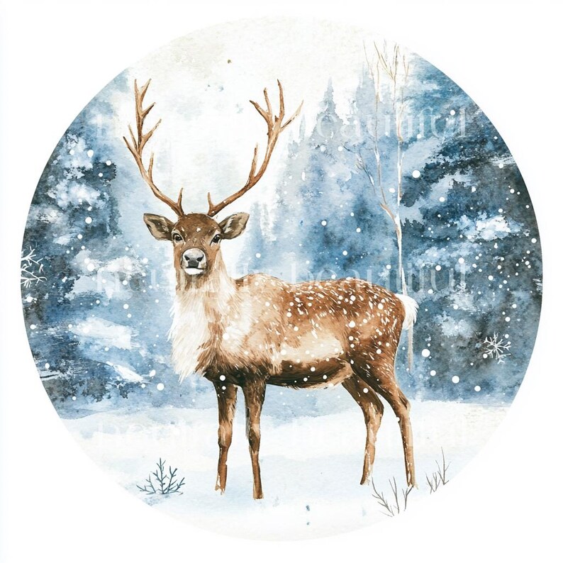 10 X Reindeer Clipart Circle Frames - High Quality Jpgs - Christmas ...