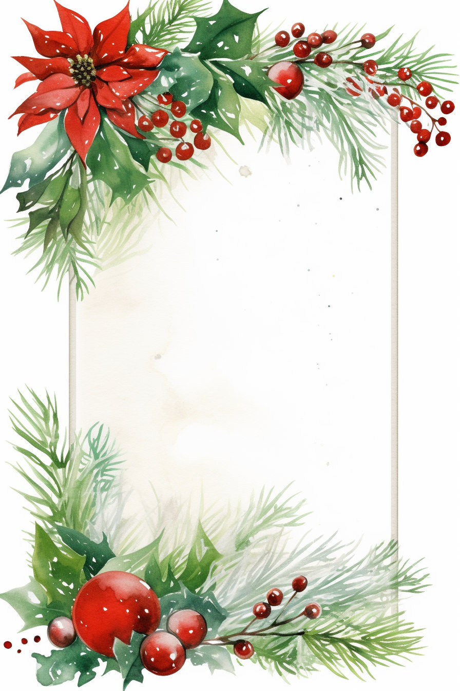 40 X Christmas Themed Borders & Edges Downloadable Papers - Watercolour ...