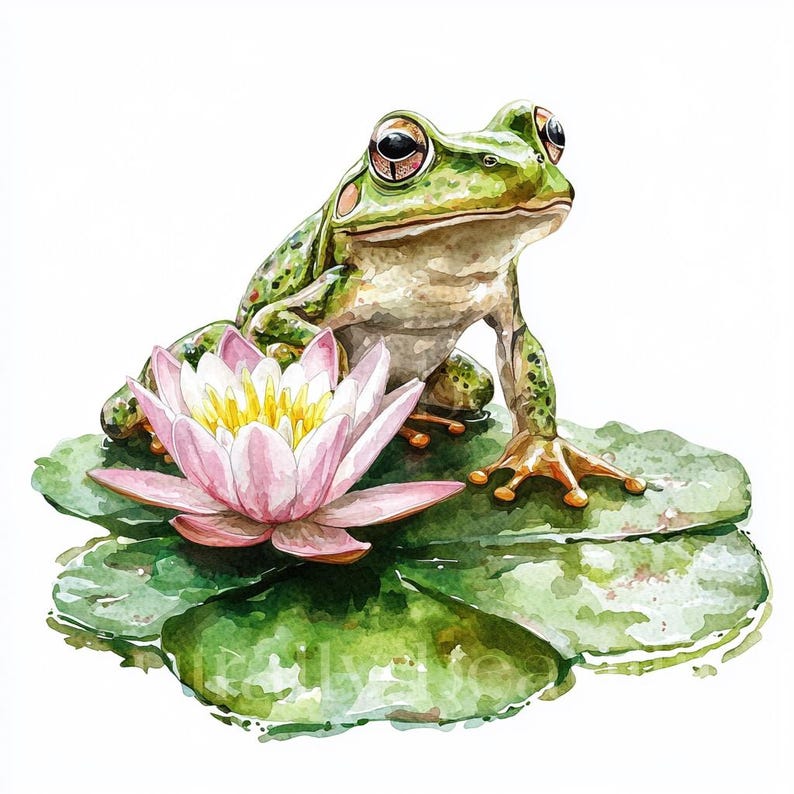 10 X Frogs & Lilypads Clipart - High Quality JPG Bundle - Garden Frogs ...