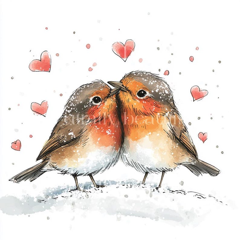 10 X Robins & Hearts Clipart Bundle - High Quality Jpgs - Romantic ...