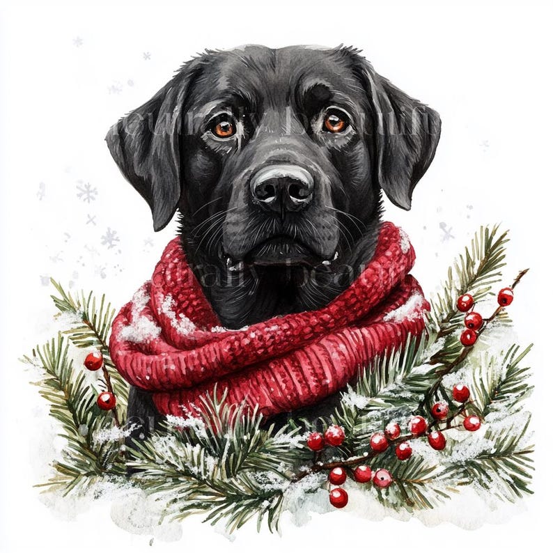12 X Black Labrador at Christmas Clipart Bundle - High Quality JPG ...
