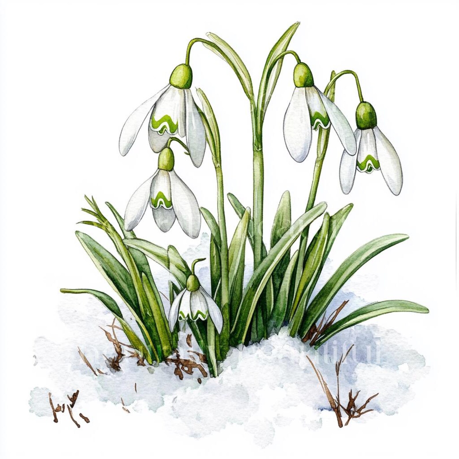 10 X Snowdrops Flowers Clipart Bundle - High Quality Jpgs - Snowdrops ...