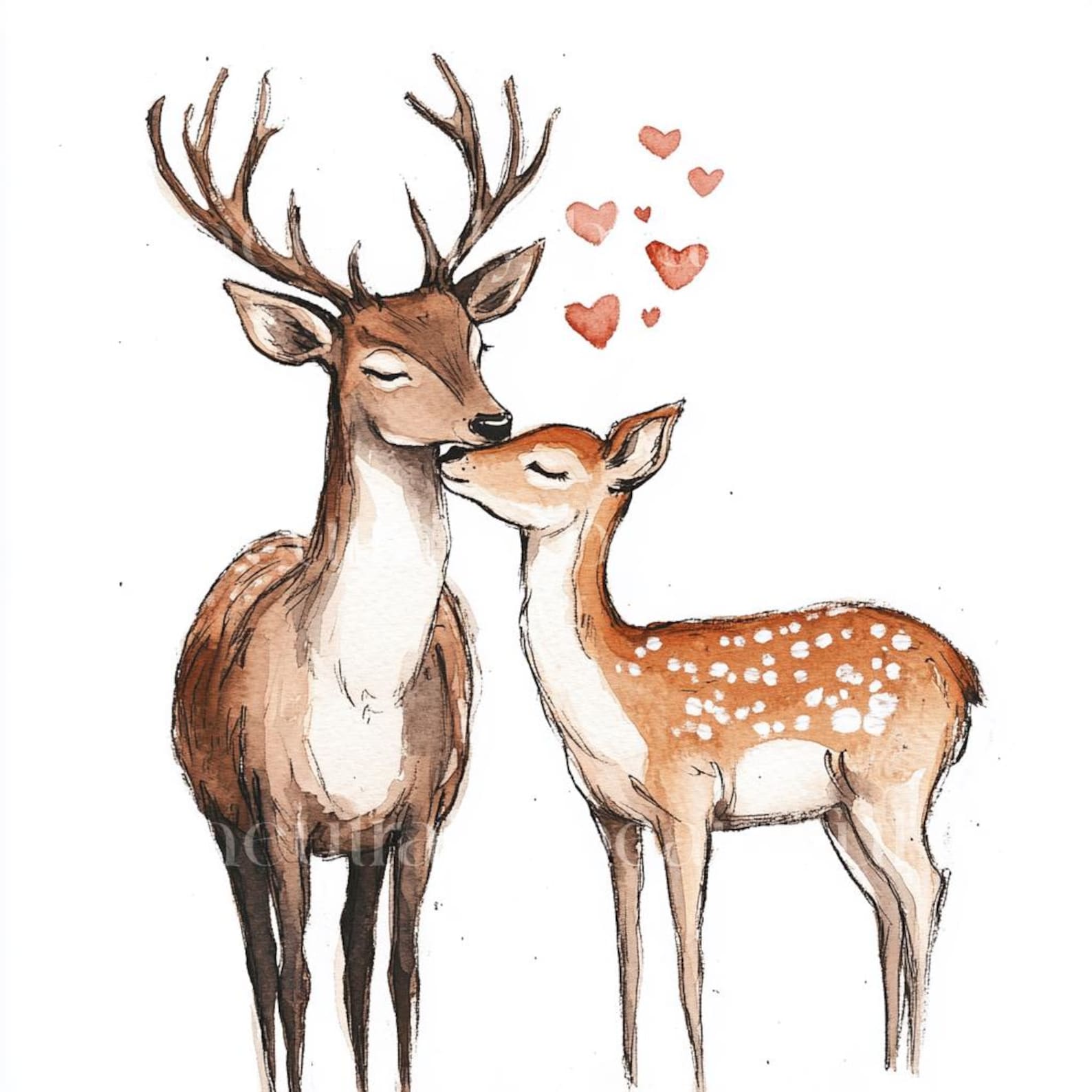 10 X Deer & Hearts Couple Clipart Bundle - High Quality Jpgs - Romantic ...