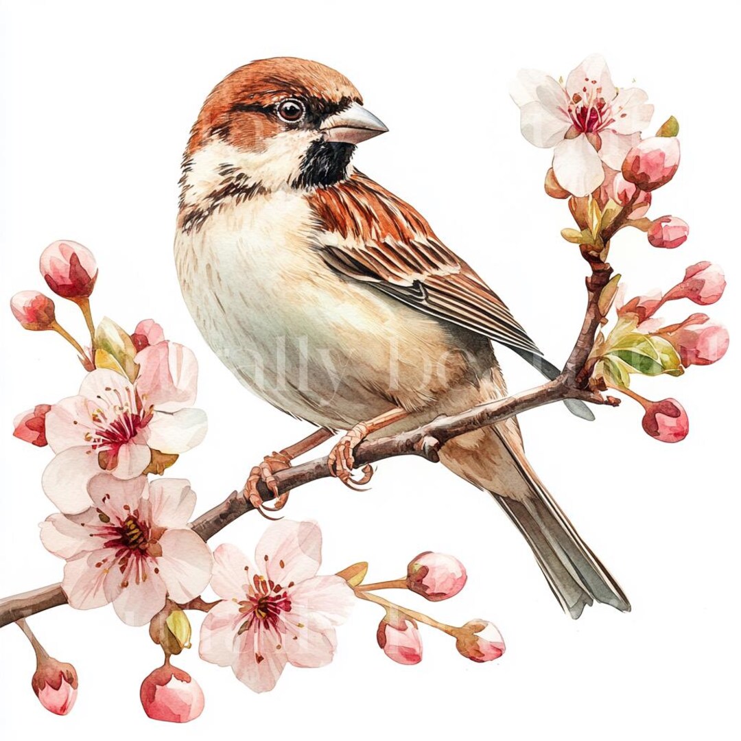 12 X Spring Sparrows Clipart - High Quality JPG Bundle - Wild Birds, Printable Blue Birds ...