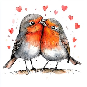 10 X Robins & Hearts Clipart Bundle - High Quality Jpgs - Romantic ...