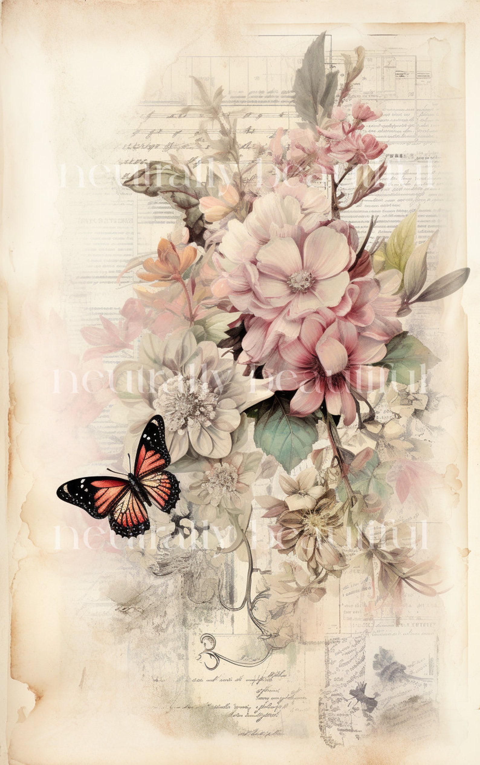 Scrapbooking Paper Elements - 10 Downloadable Jpgs - Printable Vintage ...