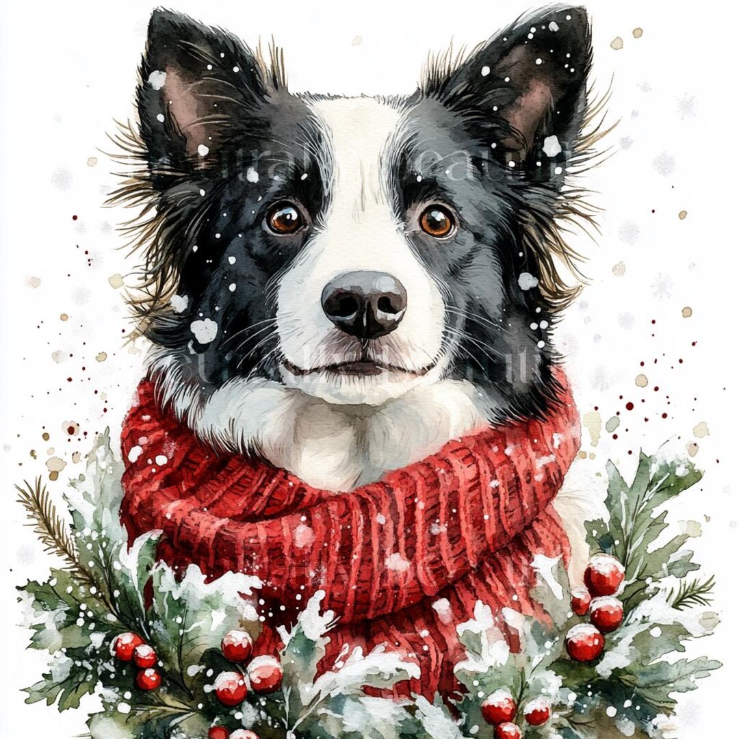 12 X Border Collie Dogs at Christmas Clipart Bundle - High Quality Jpgs ...