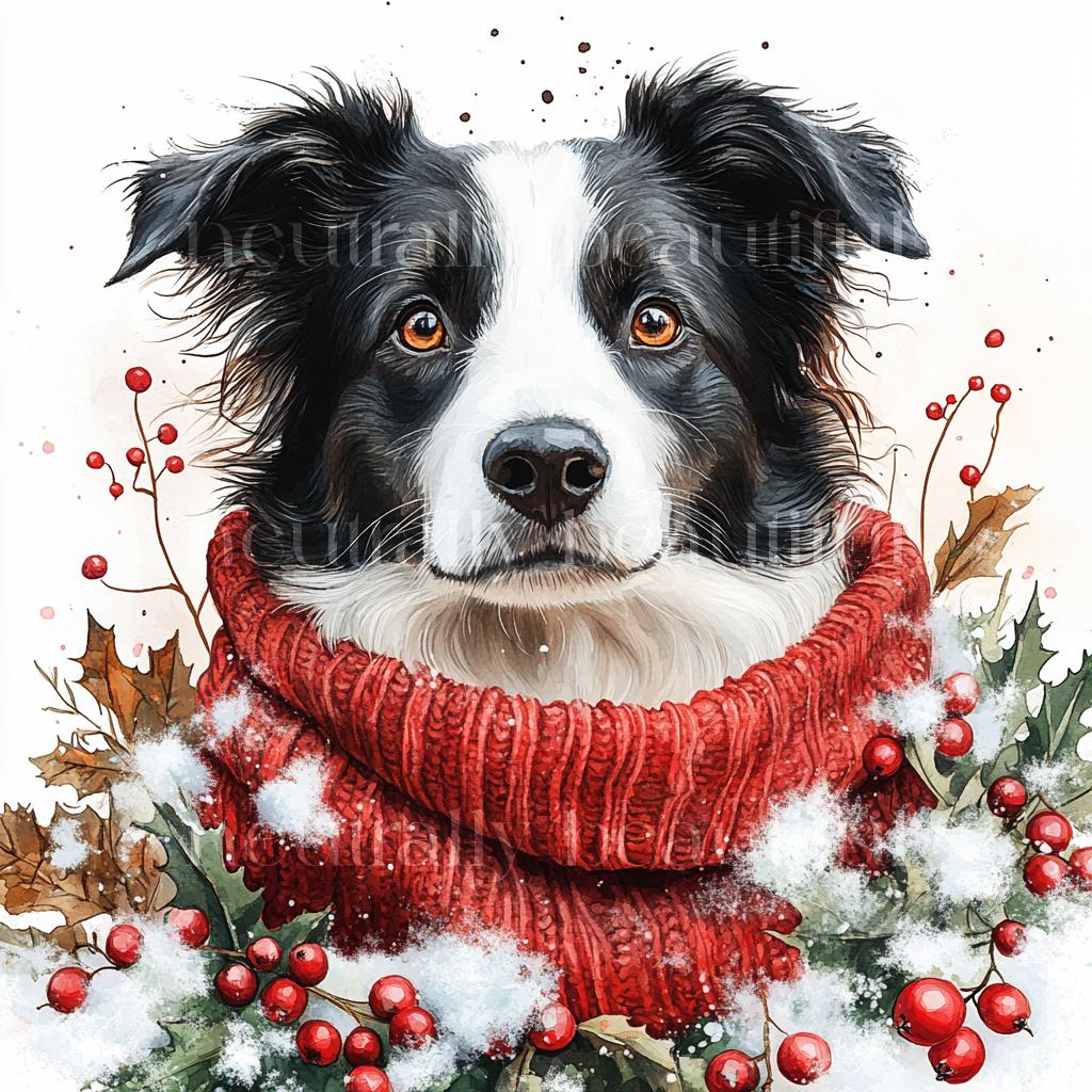 12 X Border Collie Dogs at Christmas Clipart Bundle - High Quality Jpgs ...