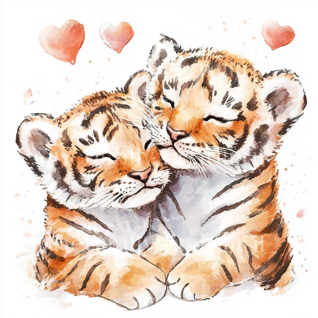 10 X Tigers & Hearts Clipart Bundle - High Quality Jpgs - Romantic ...