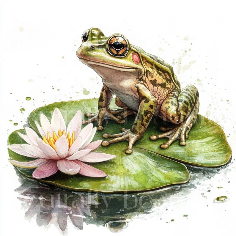 10 X Frogs & Lilypads Clipart - High Quality JPG Bundle - Garden Frogs ...