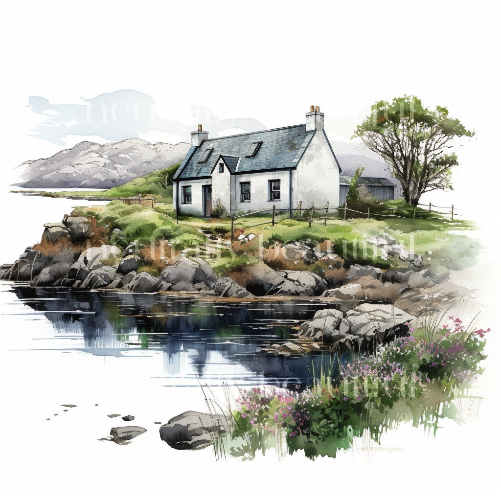 10 Crofters Cottage Clipart, Outer Hebrides Scotland, High Quality ...