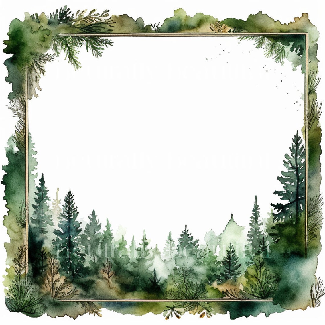 20 X Forest Themed Borders & Edges Downloadable Clipart Watercolour ...