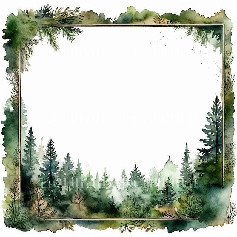 20 X Forest Themed Borders & Edges Downloadable Clipart Watercolour ...