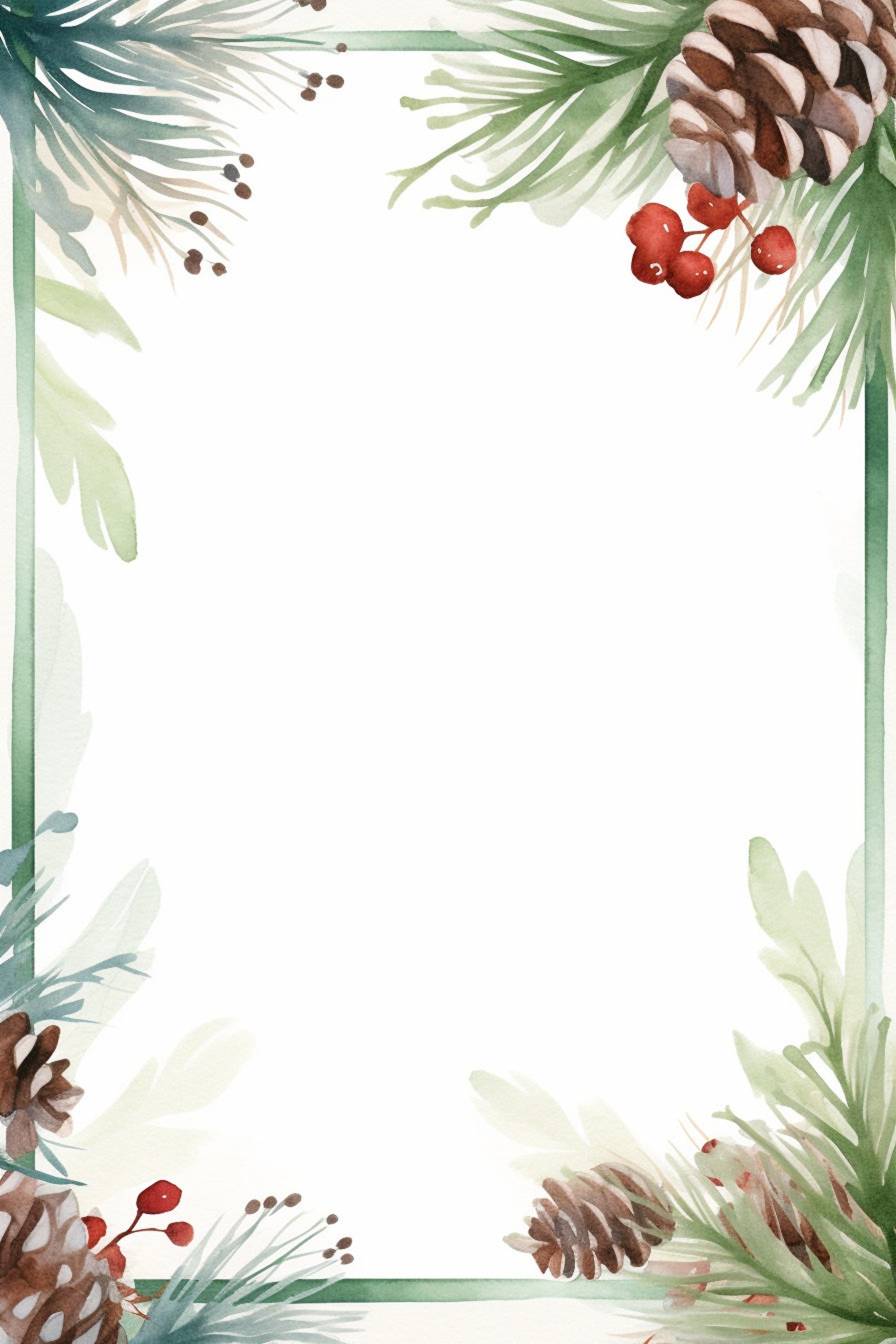40 X Christmas Themed Borders & Edges Downloadable Papers - Watercolour ...