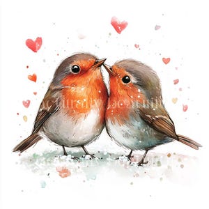 10 X Robins & Hearts Clipart Bundle - High Quality Jpgs - Romantic ...