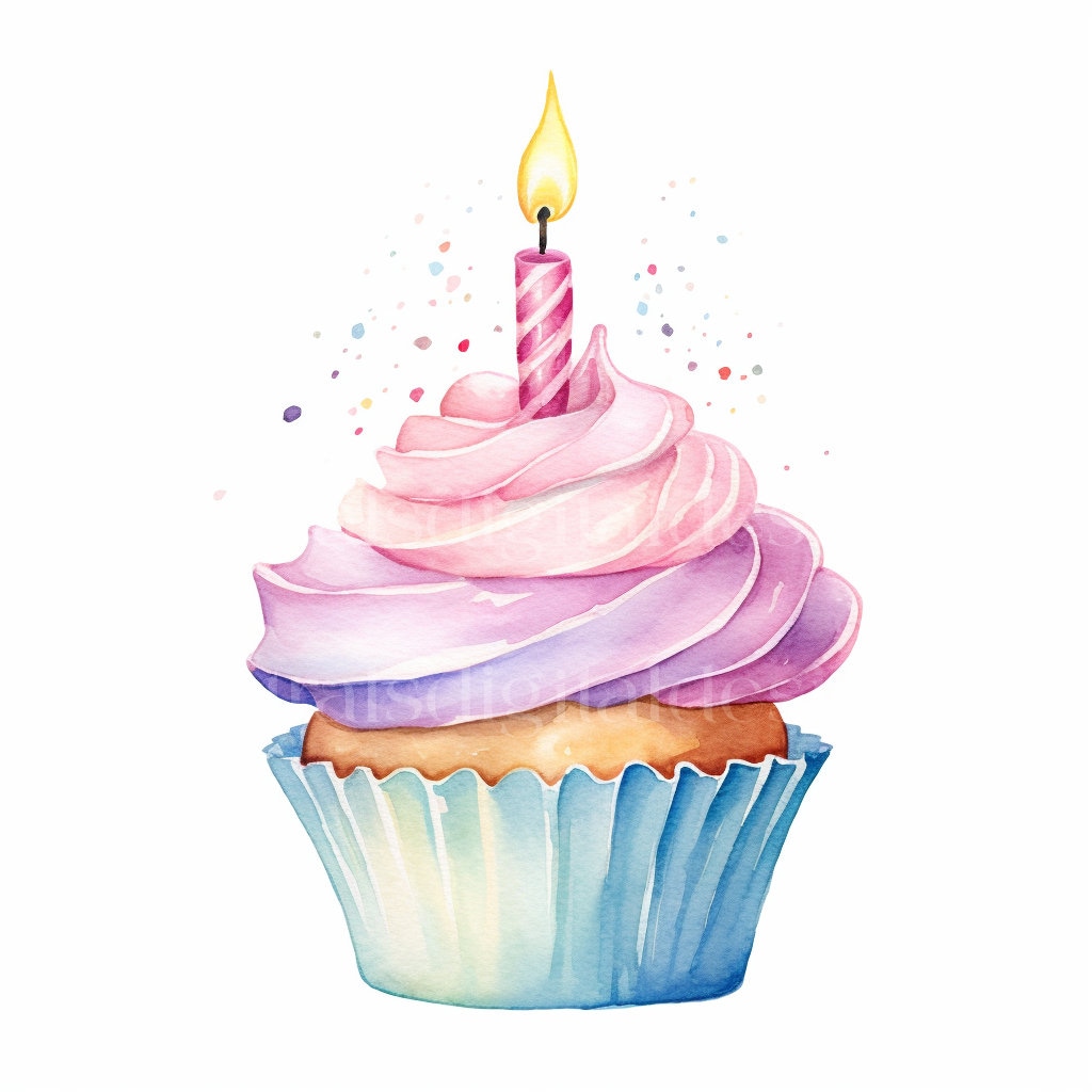 20 X Birthday Cupcakes Downloadable Clipart Pack - High Quality Jpgs ...