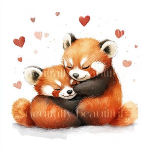10 X Red Pandas & Hearts Clipart Bundle - High Quality Jpgs - Romantic ...