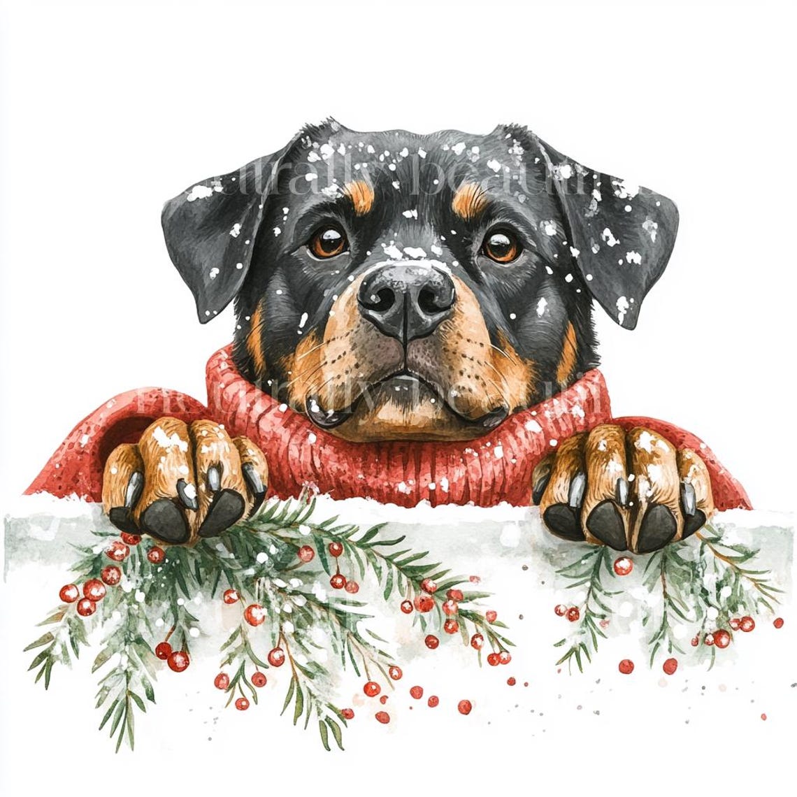 12 X Rottweilers at Christmas Clipart Bundle - High Quality Jpgs ...