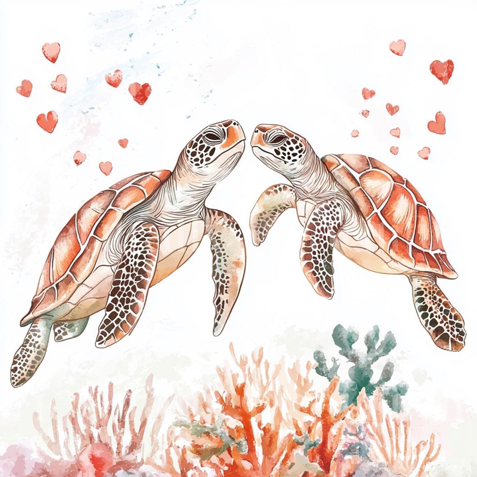 10 X Turtles & Hearts Clipart Bundle - High Quality Jpgs - Romantic ...