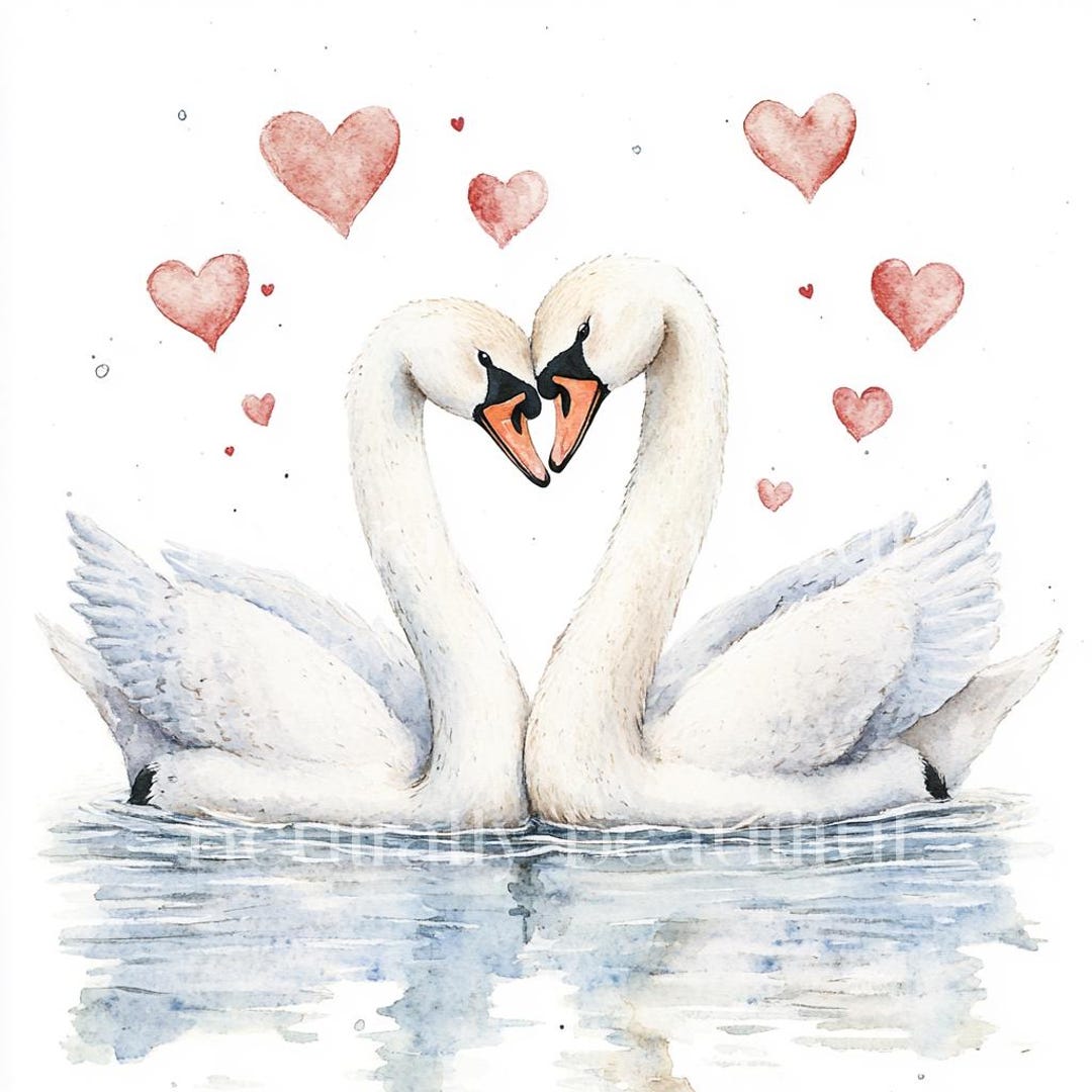 10 X Swans & Hearts Clipart Bundle - High Quality Jpgs - Romantic ...