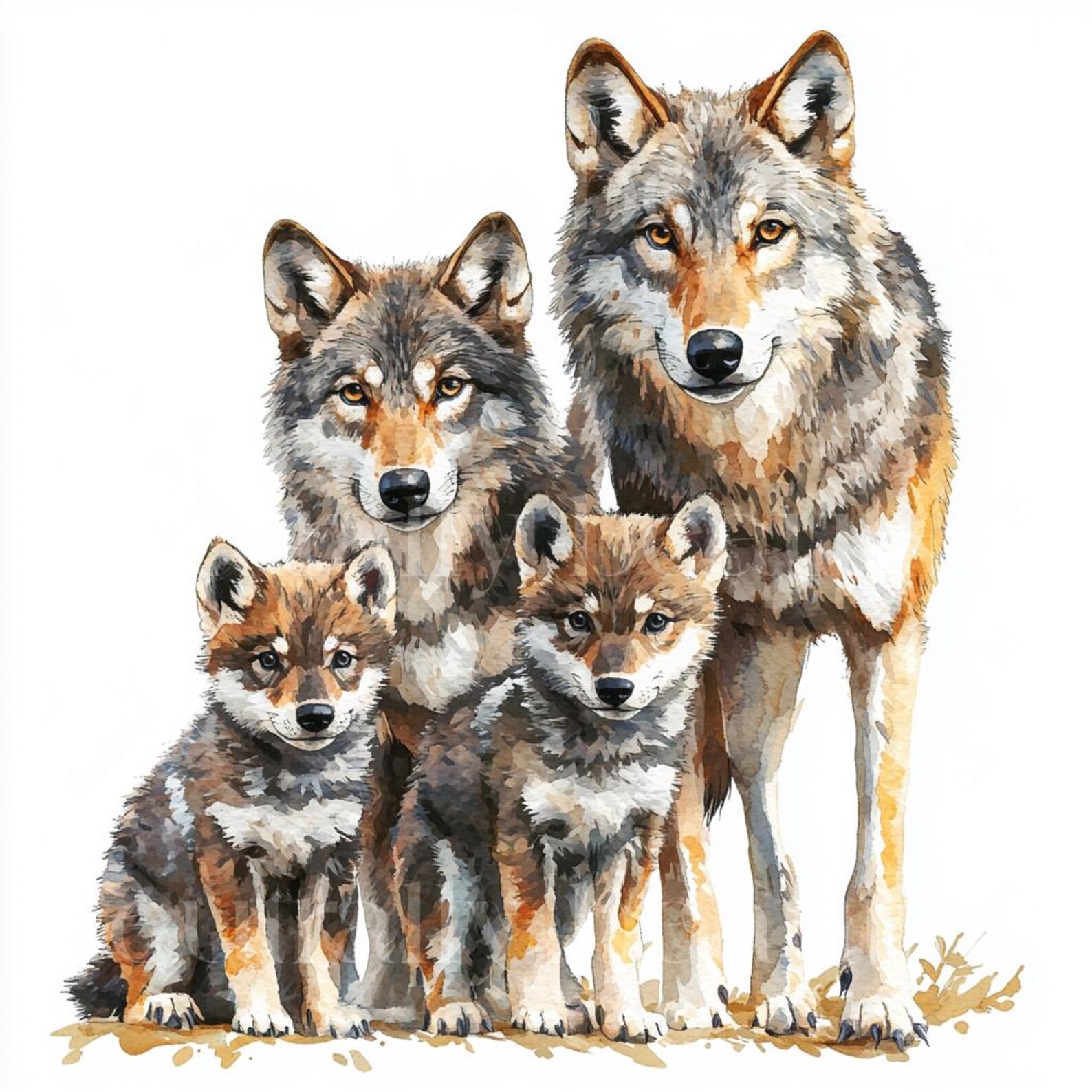 10 X Family of Wolves Clipart - High Quality JPG Bundle - Baby Wolf ...