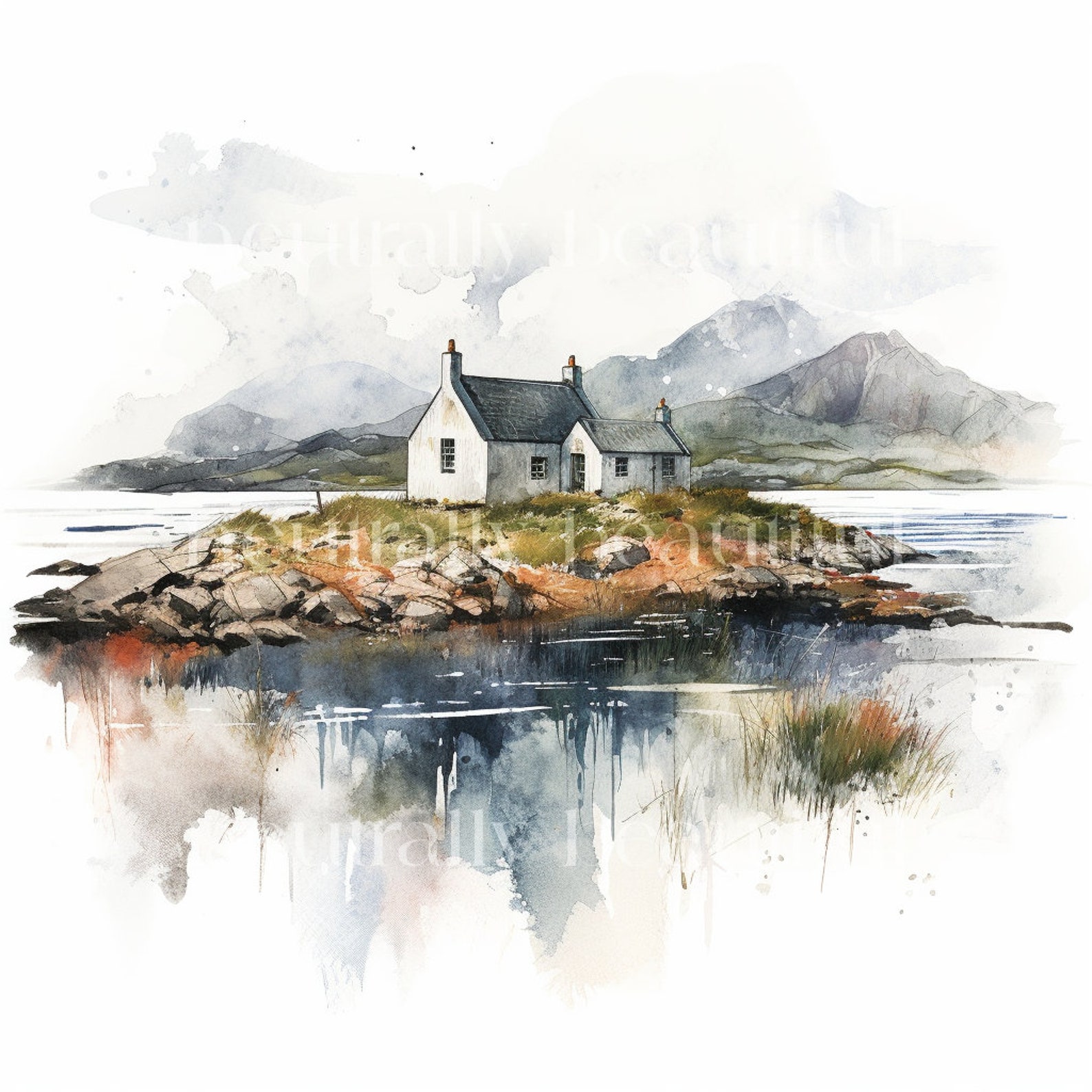 10 Crofters Cottage Clipart, Outer Hebrides Scotland, High Quality ...