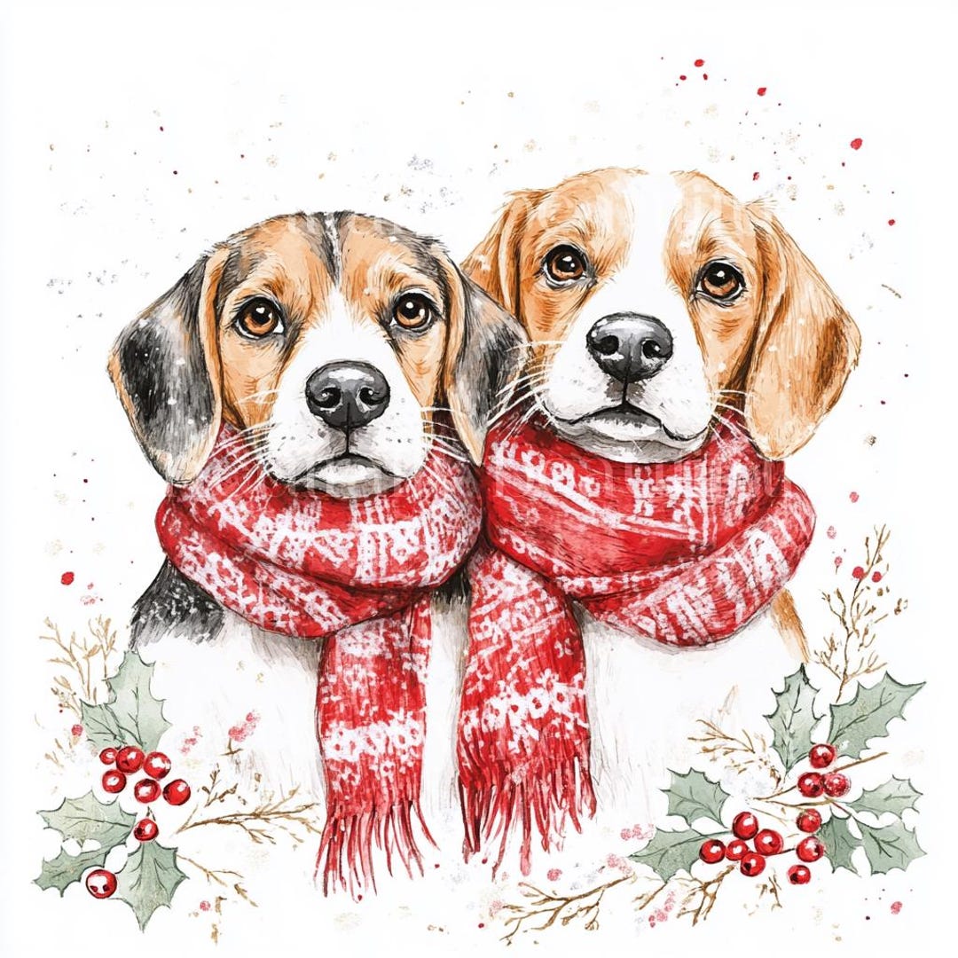 12 X Beagles at Christmas Clipart Bundle - High Quality Jpgs Festive ...